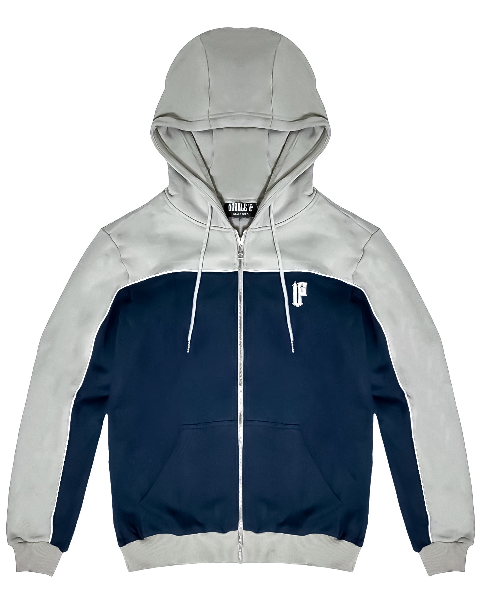 Two-Tone Heavyweight Zip Up Hoodie - Grey & Navy – Double Up